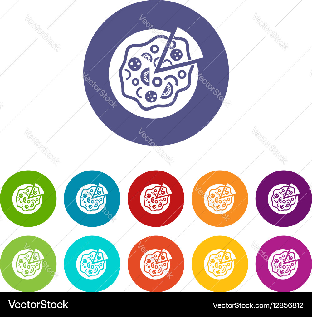 Pizza food set icons Royalty Free Vector Image