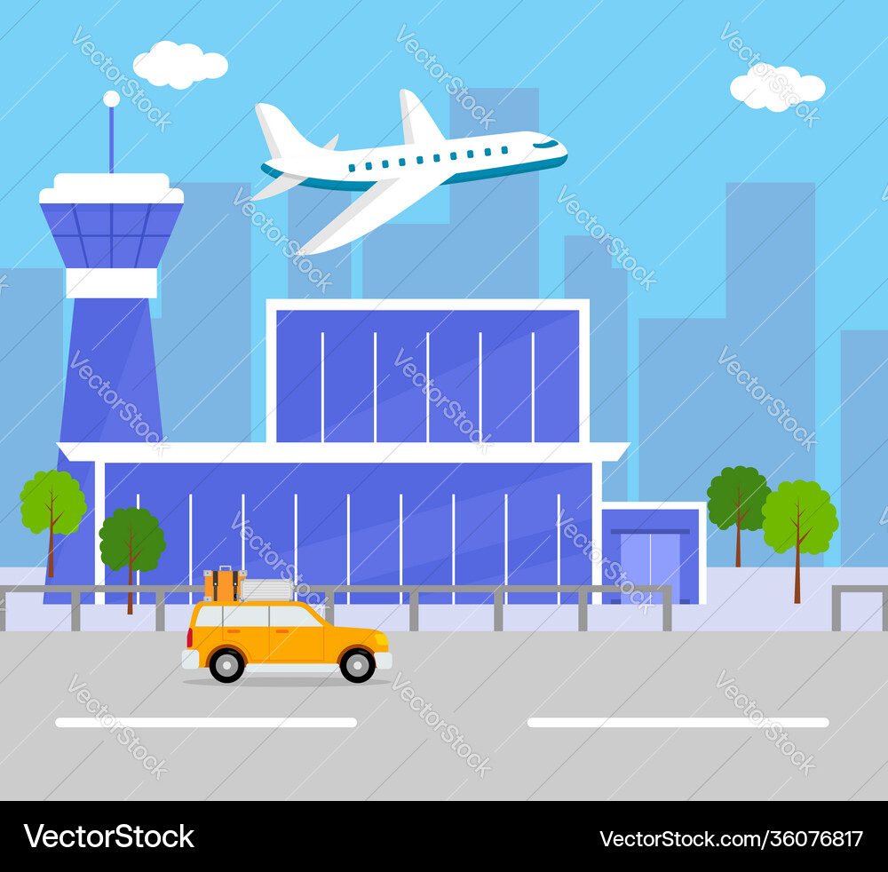 Airport tower royalty flat design Royalty Free Vector Image