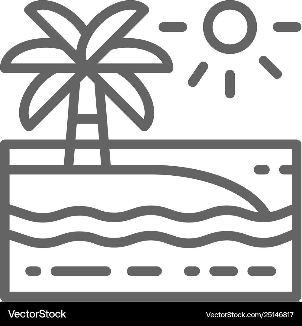Beach with palm trees landscape line icon Vector Image