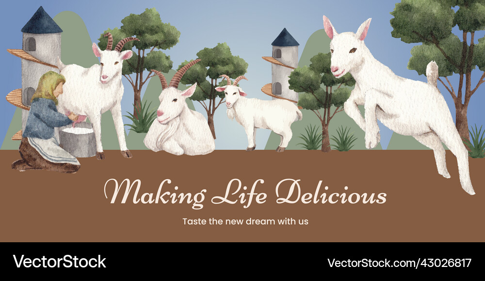 Blog header template with goat milk and cheese Vector Image