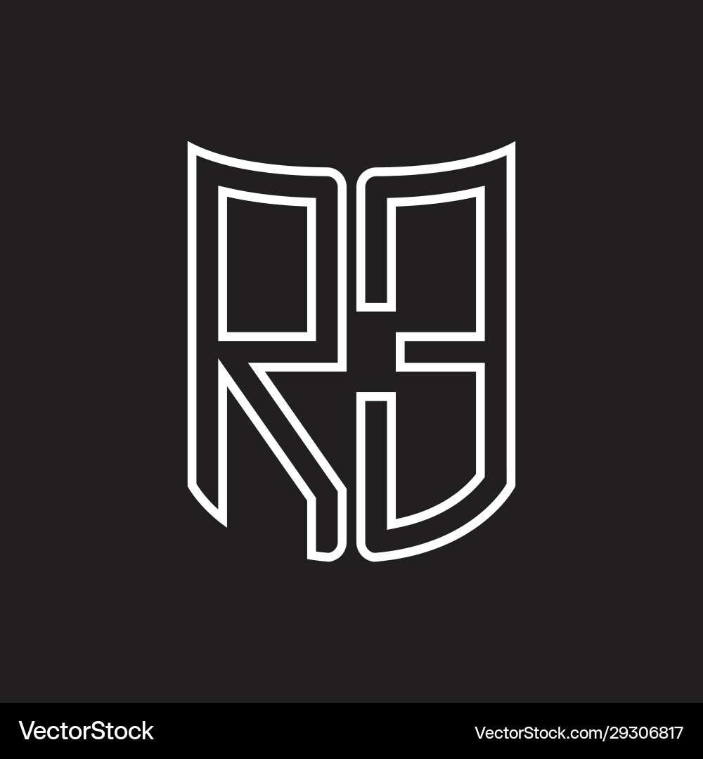 Re logo monogram with ribbon style outline design Vector Image