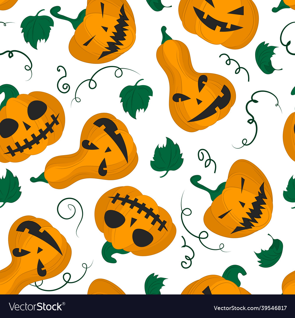 Seamless pattern halloween pumpkin on a white Vector Image