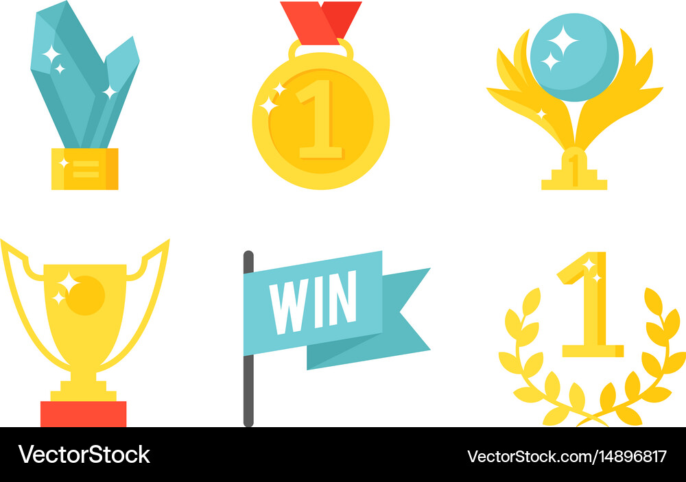 Trophy champion cup flat icon winner gold Vector Image