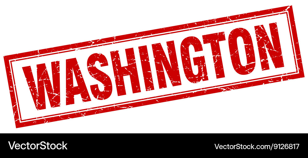 Washington red square grunge stamp on white Vector Image