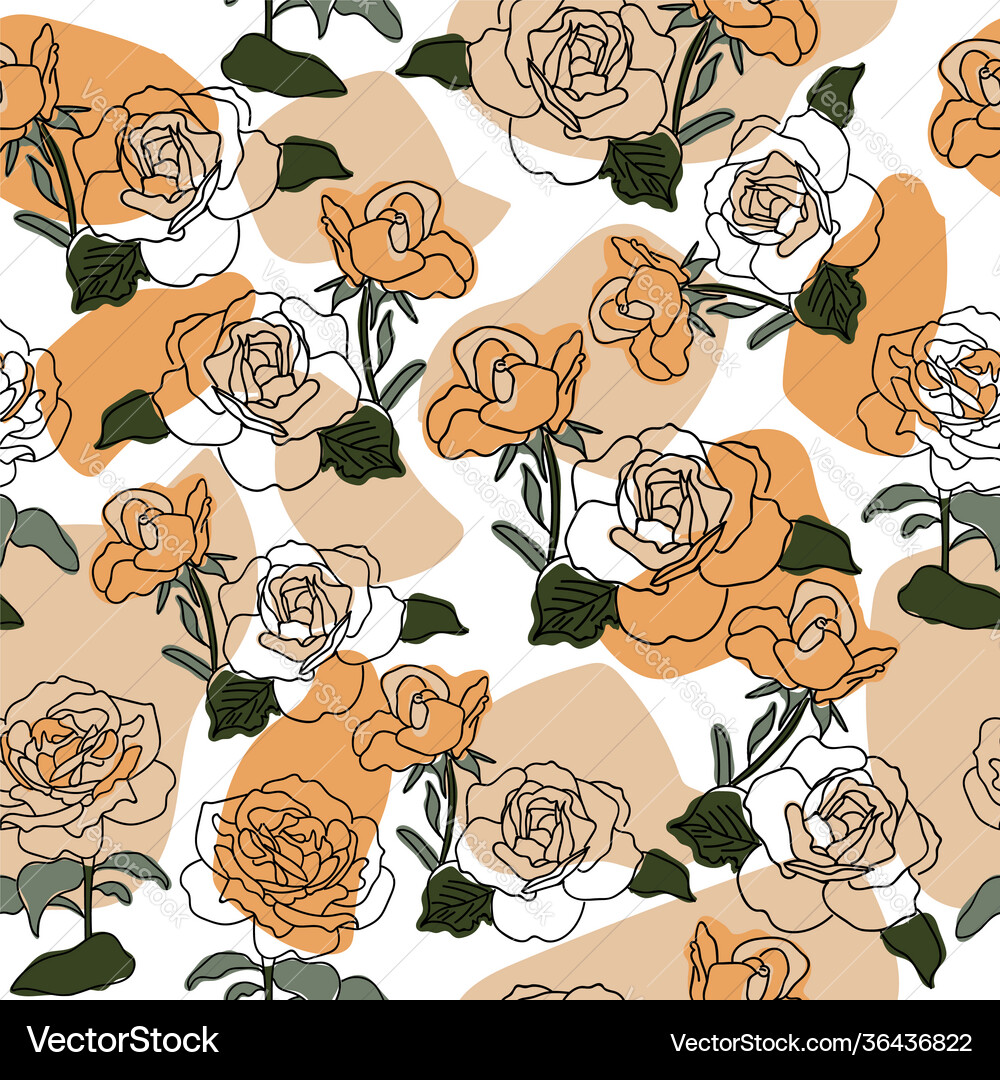 Beautiful roses on geometric shape seamless Vector Image