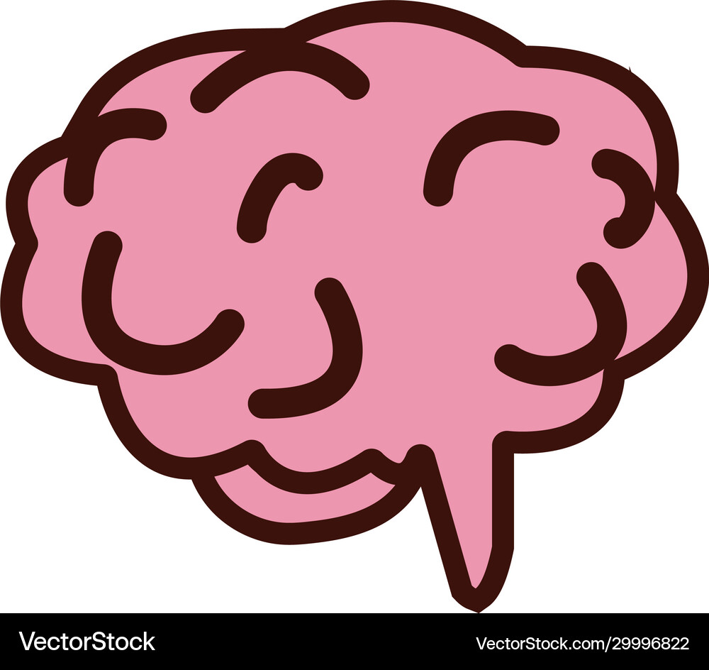 Brain human organ line and fill style Royalty Free Vector