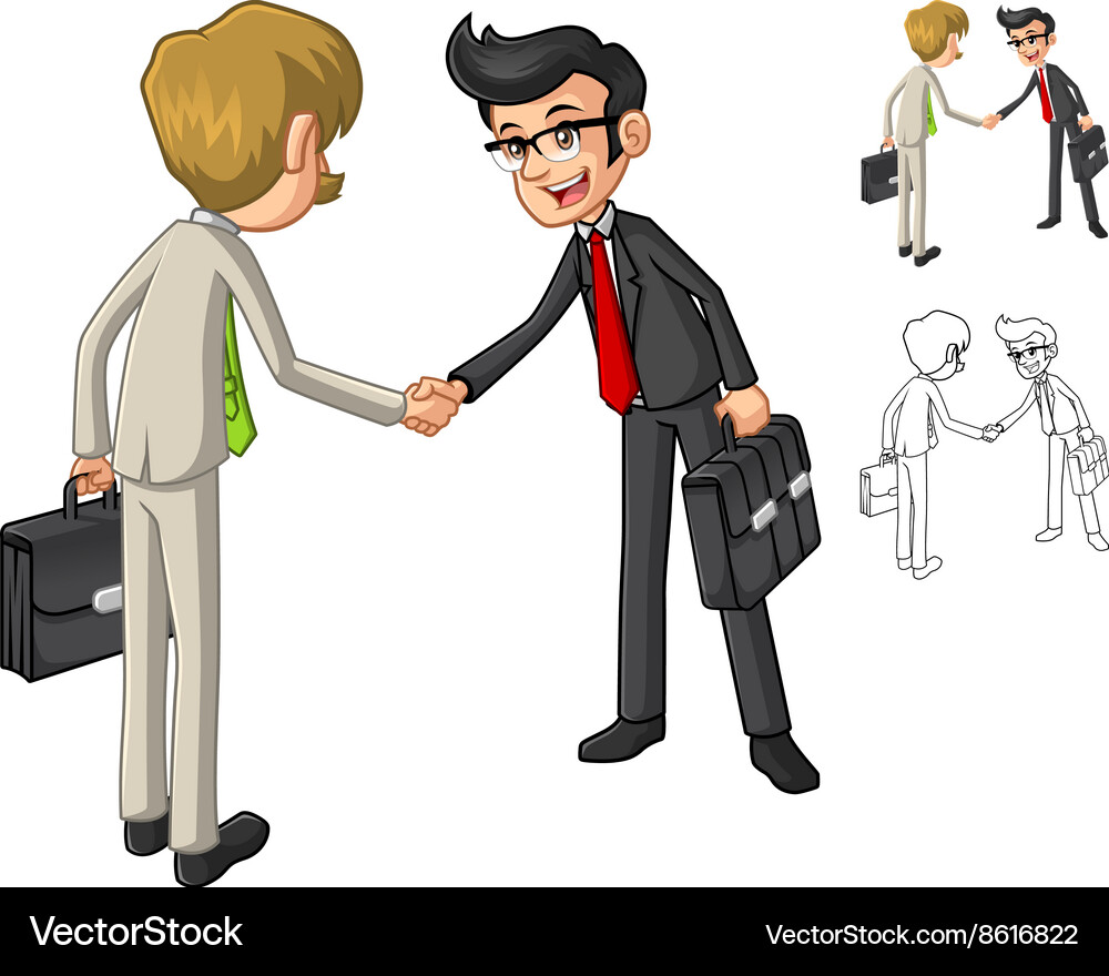 Businessman hand shake poses with client cartoon Vector Image