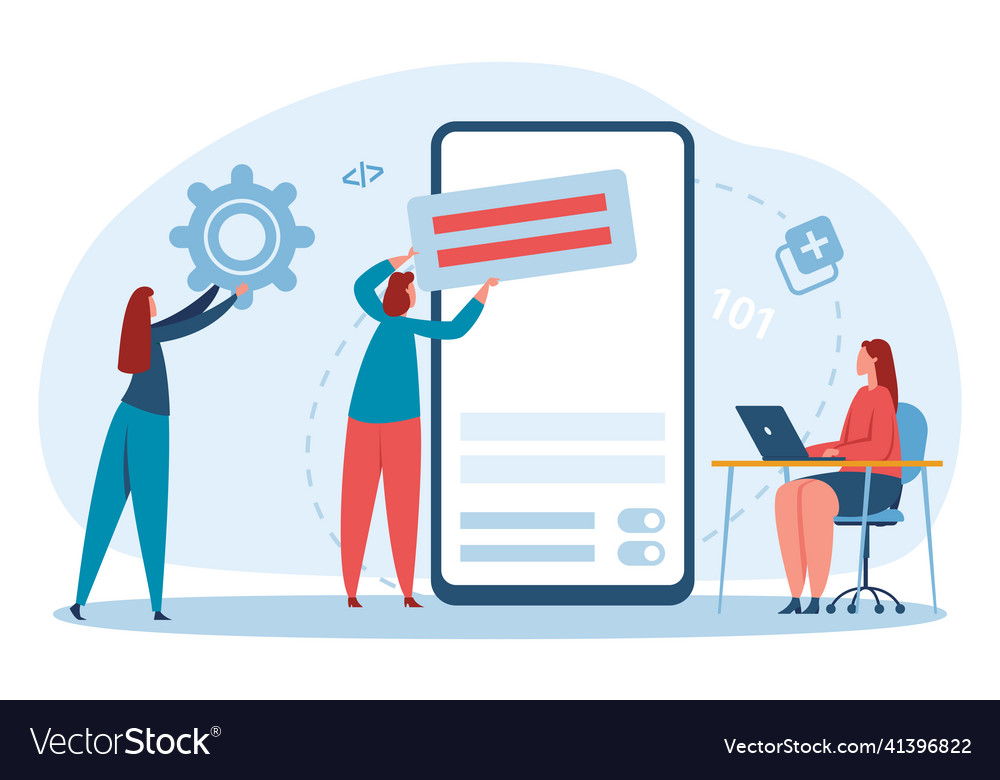 Coding and programming concept women working Vector Image