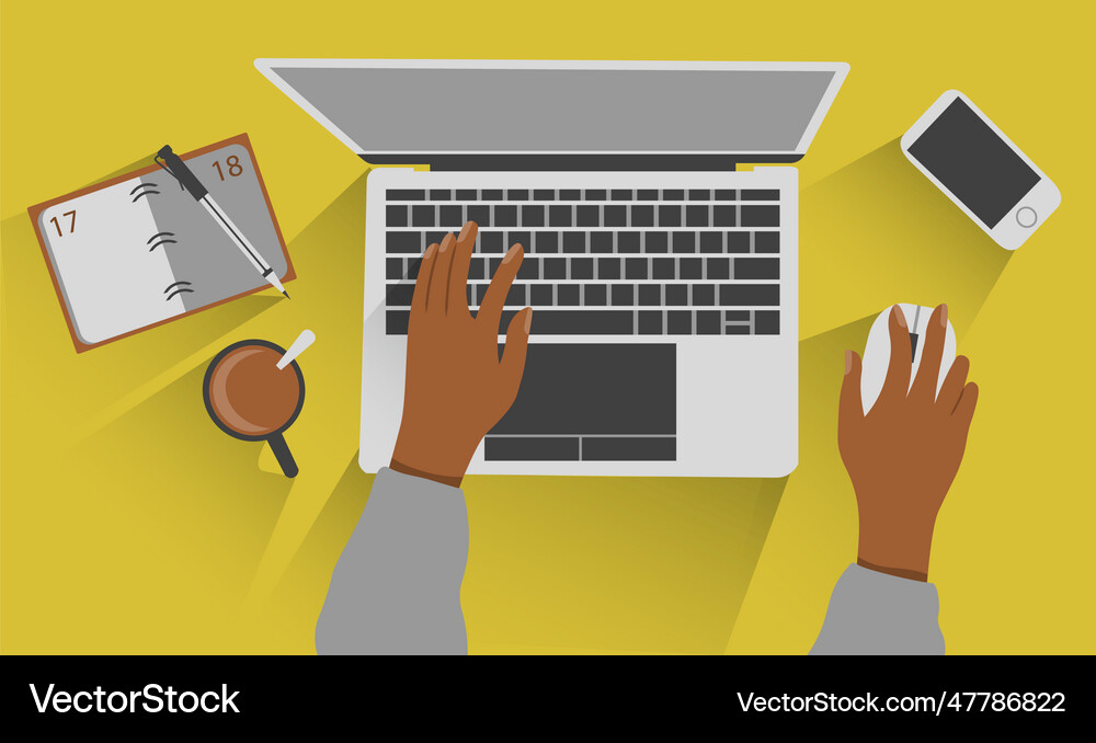 Office desk with laptop workspace equipment Vector Image