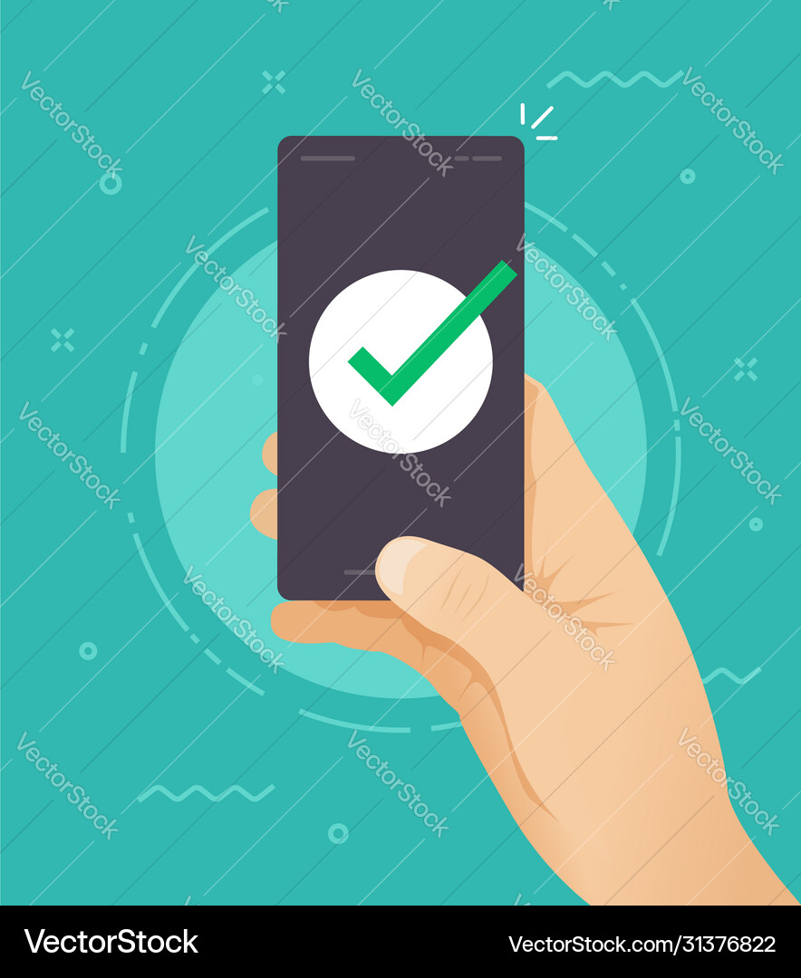 Phone with checkmark on screen symbol or confirm Vector Image