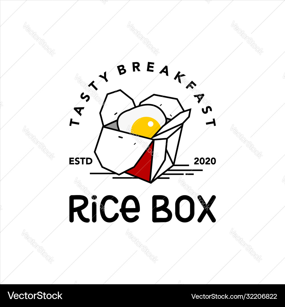 Rice box logo stamp food label Royalty Free Vector Image