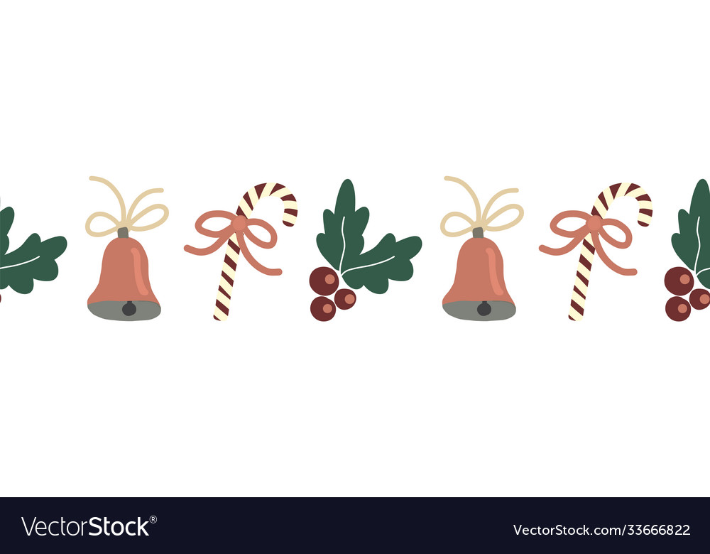 Seamless christmas border hand drawn Royalty Free Vector