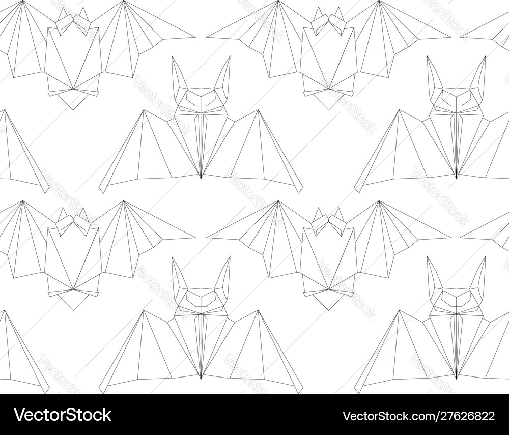 Seamless texture with outline poligonal bats in a Vector Image