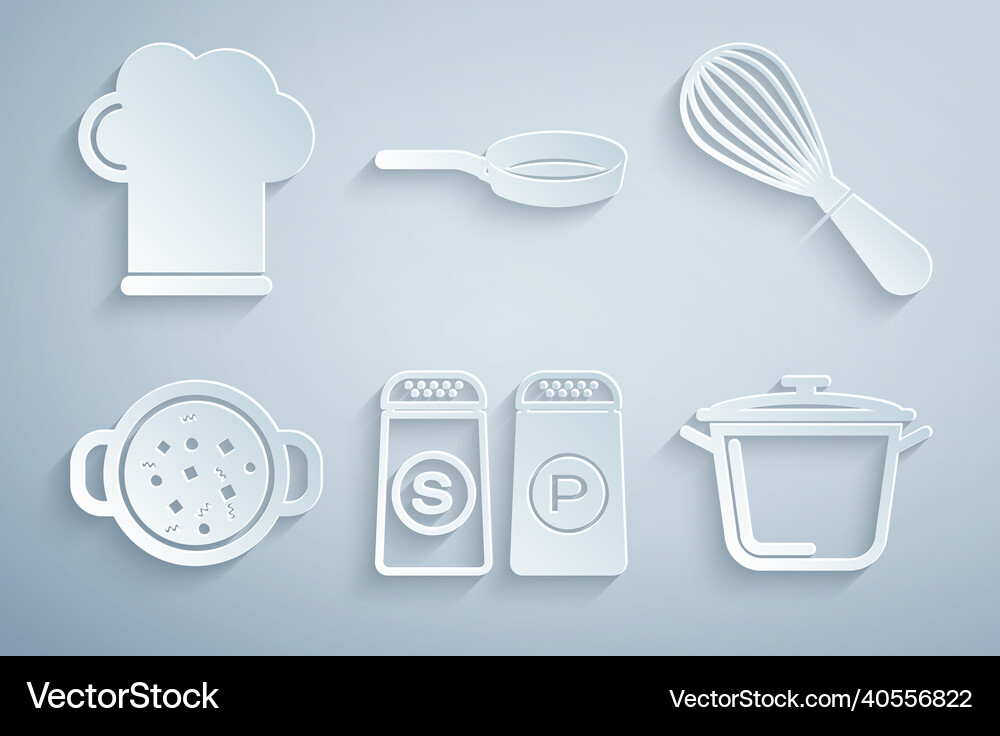 Set salt and pepper kitchen whisk cooking soup Vector Image