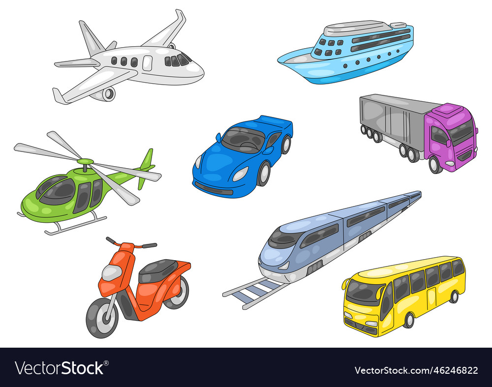 Transportation Objects Set Royalty Free Vector Image