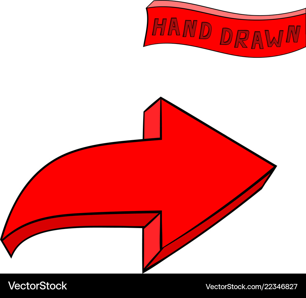Arrow red sign hand drawn sketch Royalty Free Vector Image