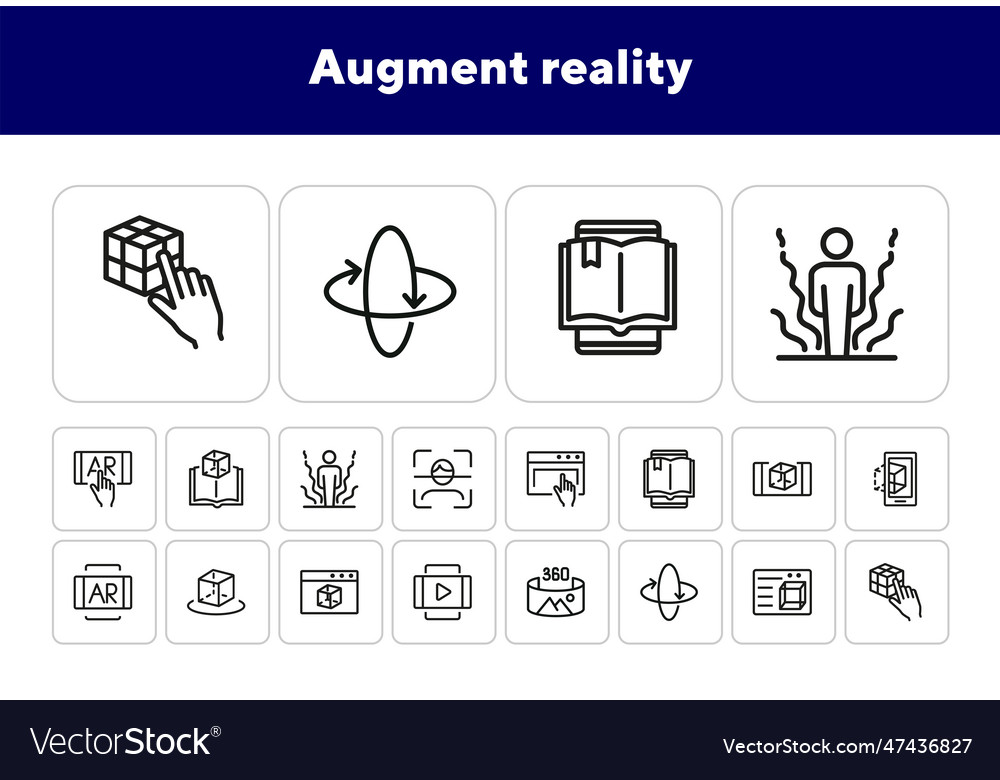 Augment reality line icon set Royalty Free Vector Image