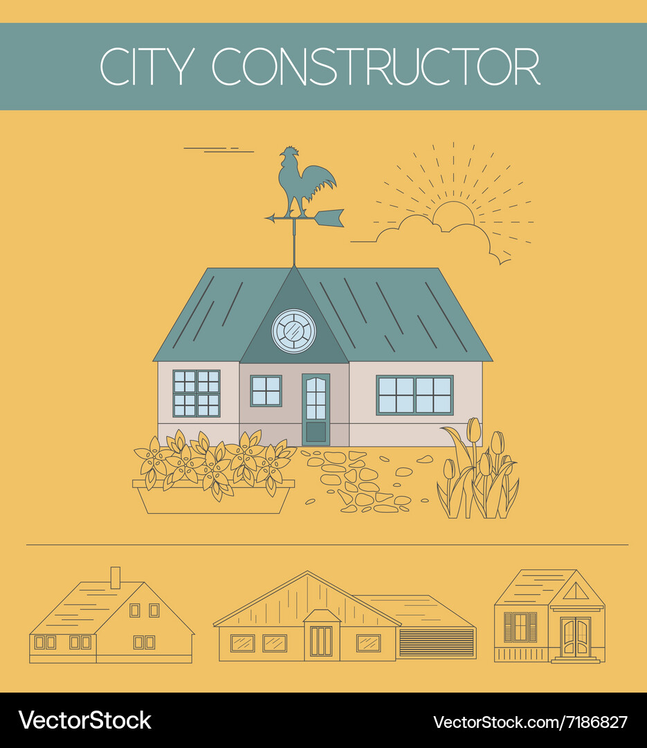 Building exteriors graphic template outline Vector Image