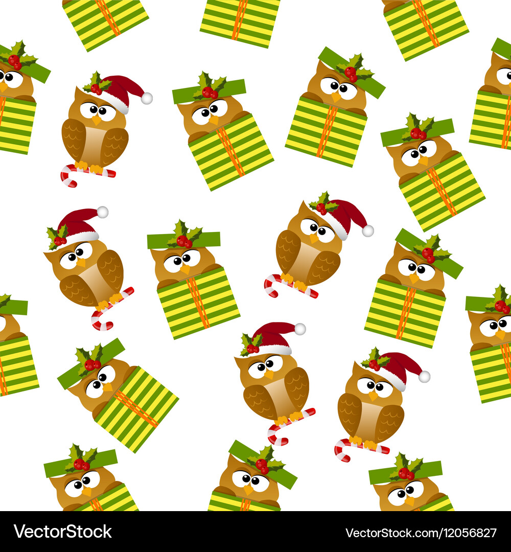 Christmas owl in santa hat Royalty Free Vector Image