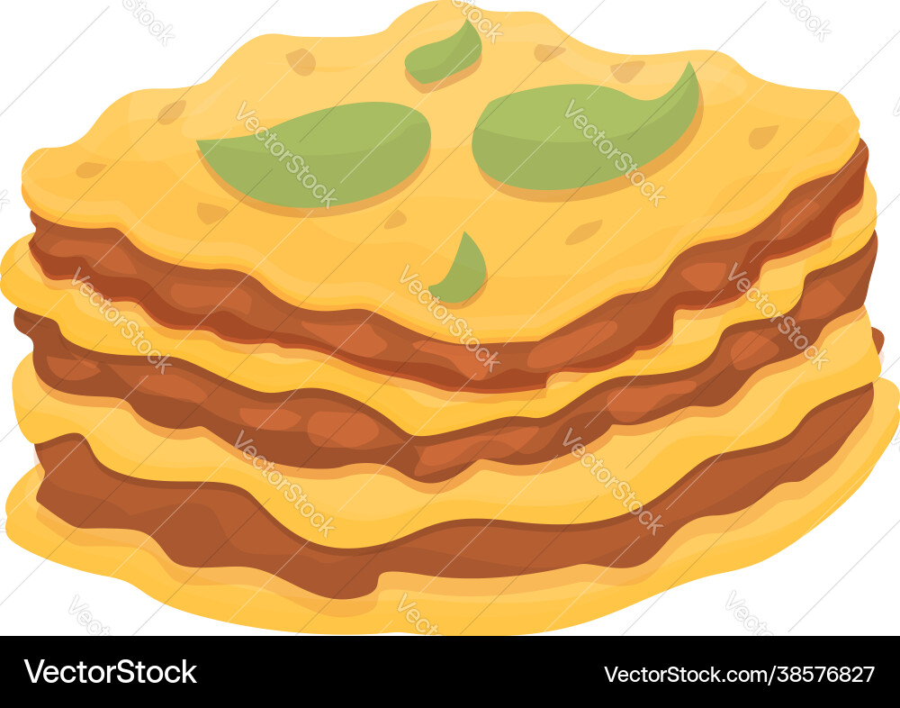 Cooked lasagna icon cartoon bolognese Royalty Free Vector