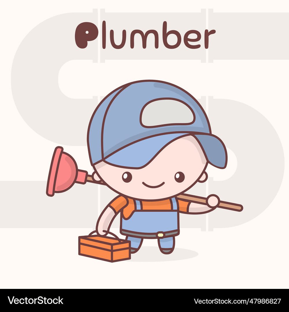 Cute chibi kawaii characters alphabet professions Vector Image