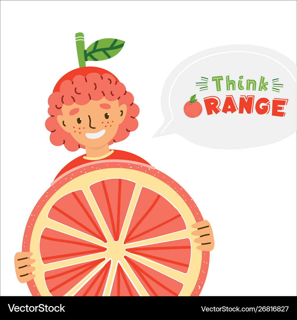 Cute kid dressed in orange costume Royalty Free Vector Image