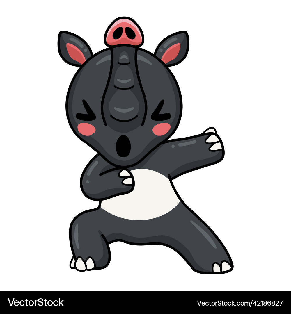 Cute little tapir cartoon dancing Royalty Free Vector Image