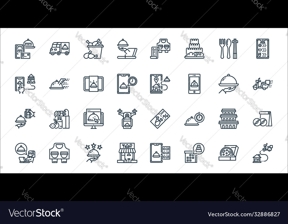 Food delivery line icons linear set quality line Vector Image