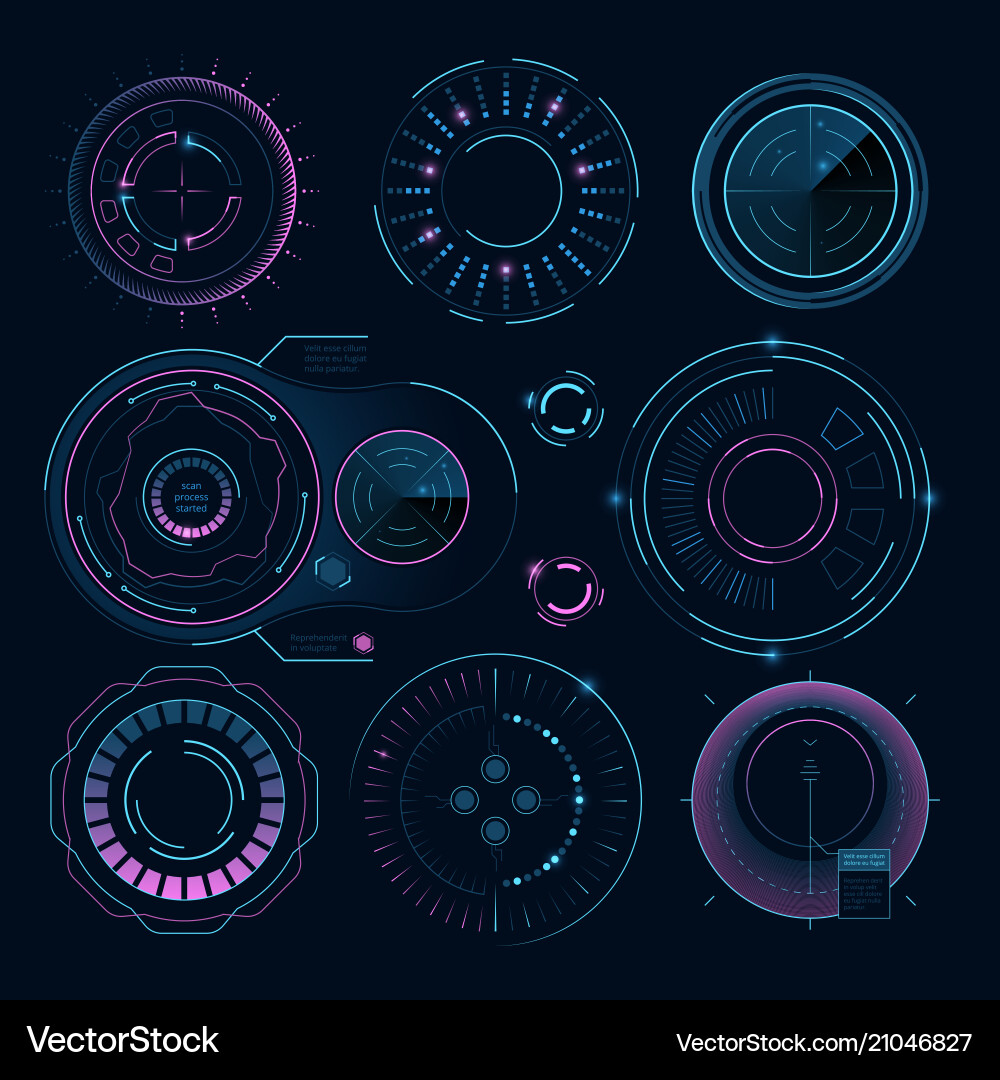Futuristic digital graphics hud radial shapes Vector Image