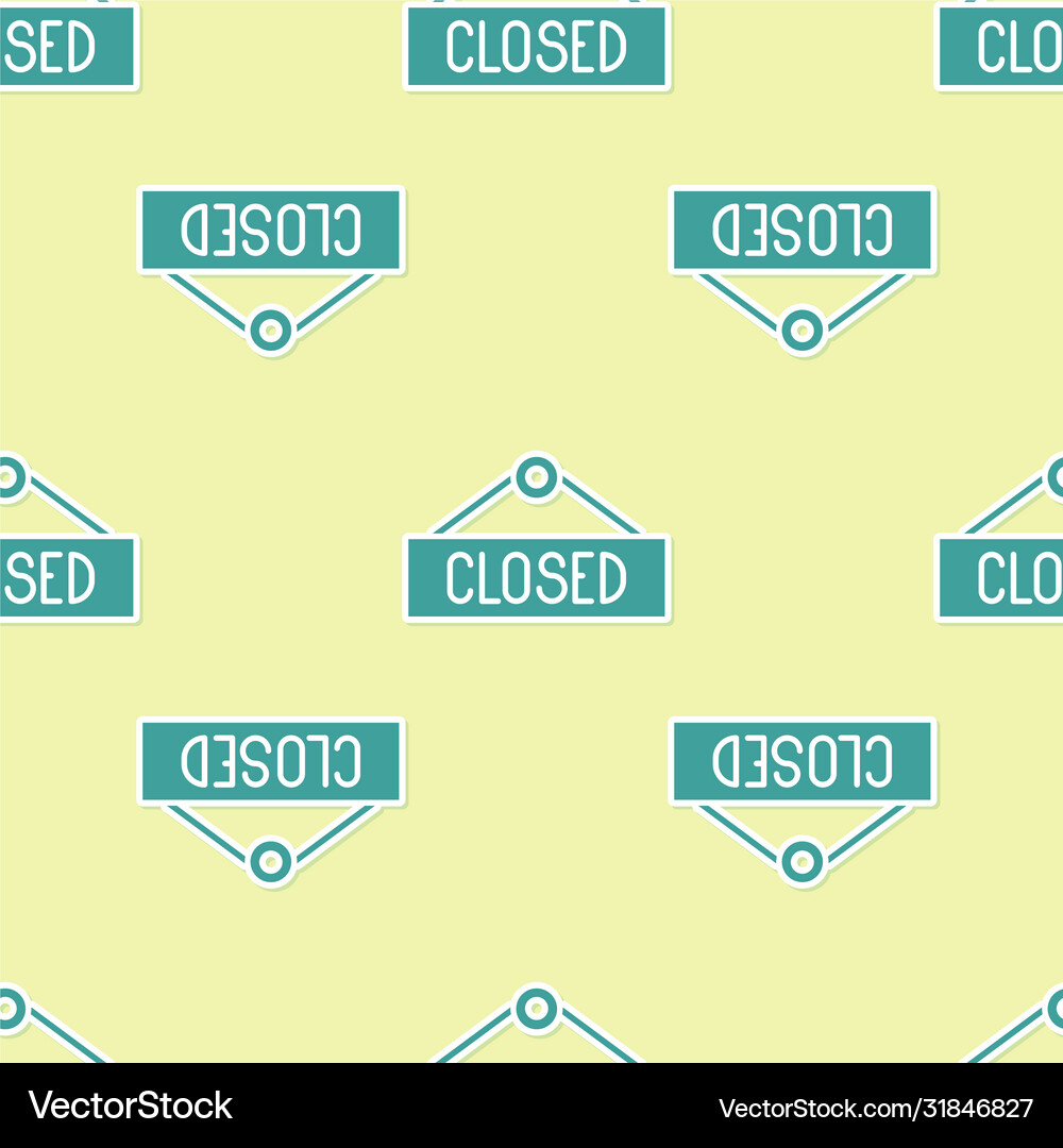Green hanging sign with text closed icon isolated Vector Image