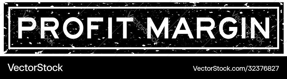 Grunge black profit margin word square rubber Vector Image