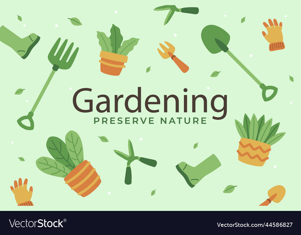 Hand drawn texture gardening pattern Royalty Free Vector