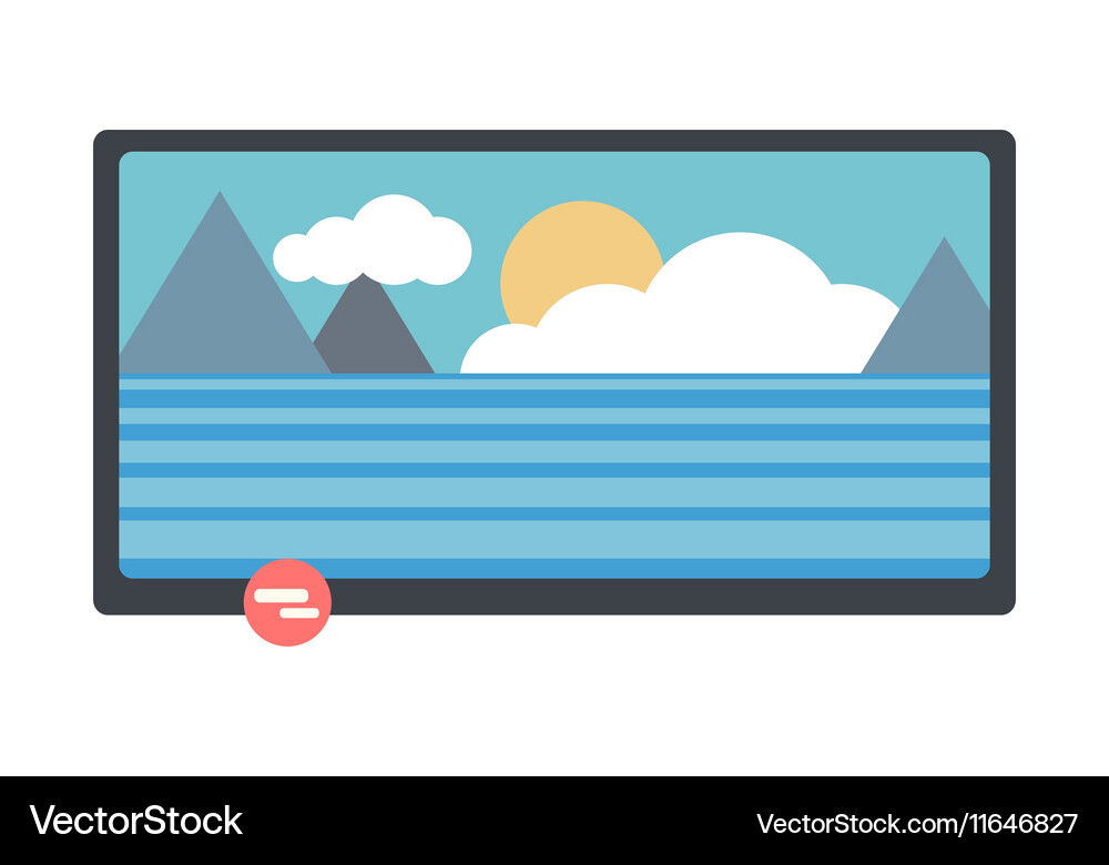 LCD TV with Nature Landscape on Screen Royalty Free Vector