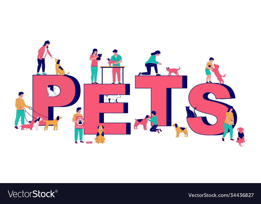 Pets typography banner template happy Royalty Free Vector