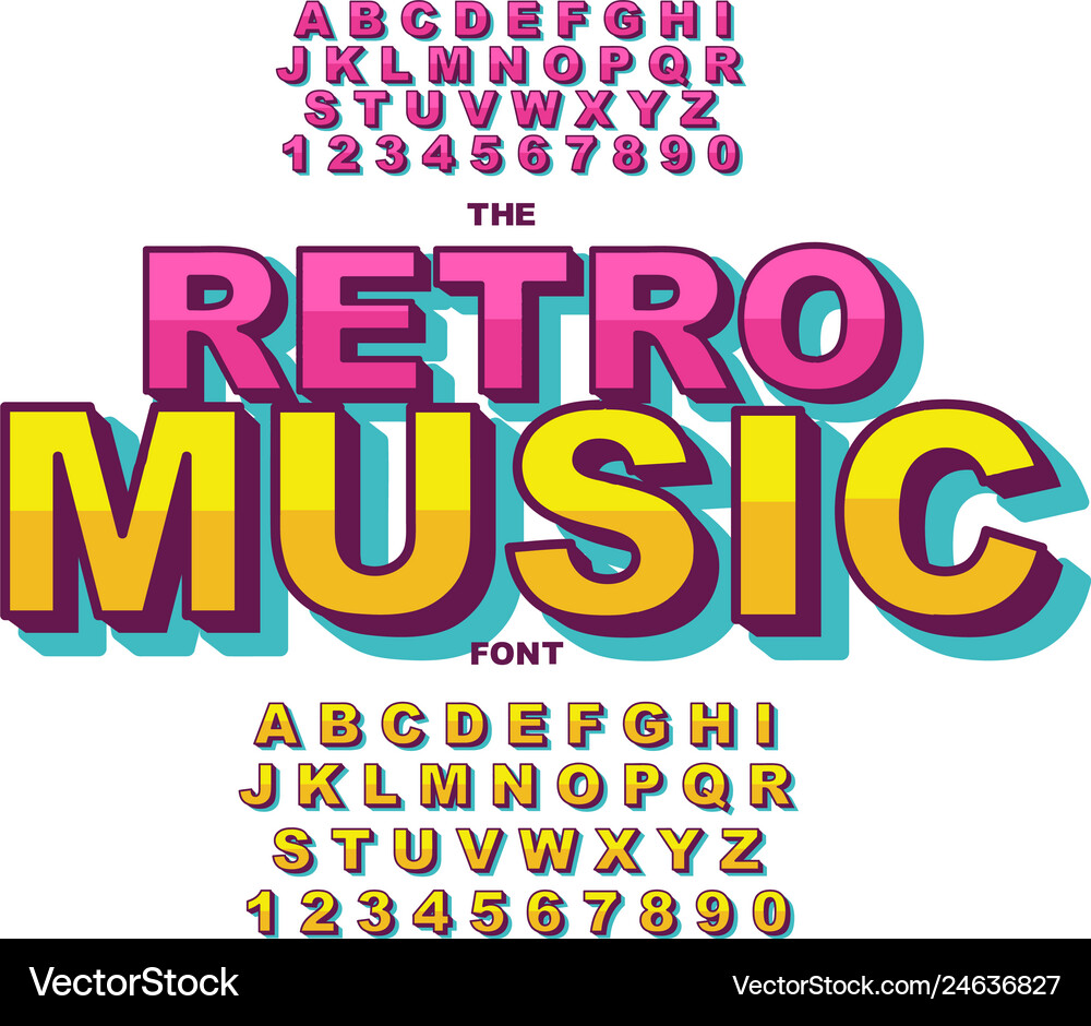 Retro 80s Alphabet Font - Neon Style Royalty Free Vector