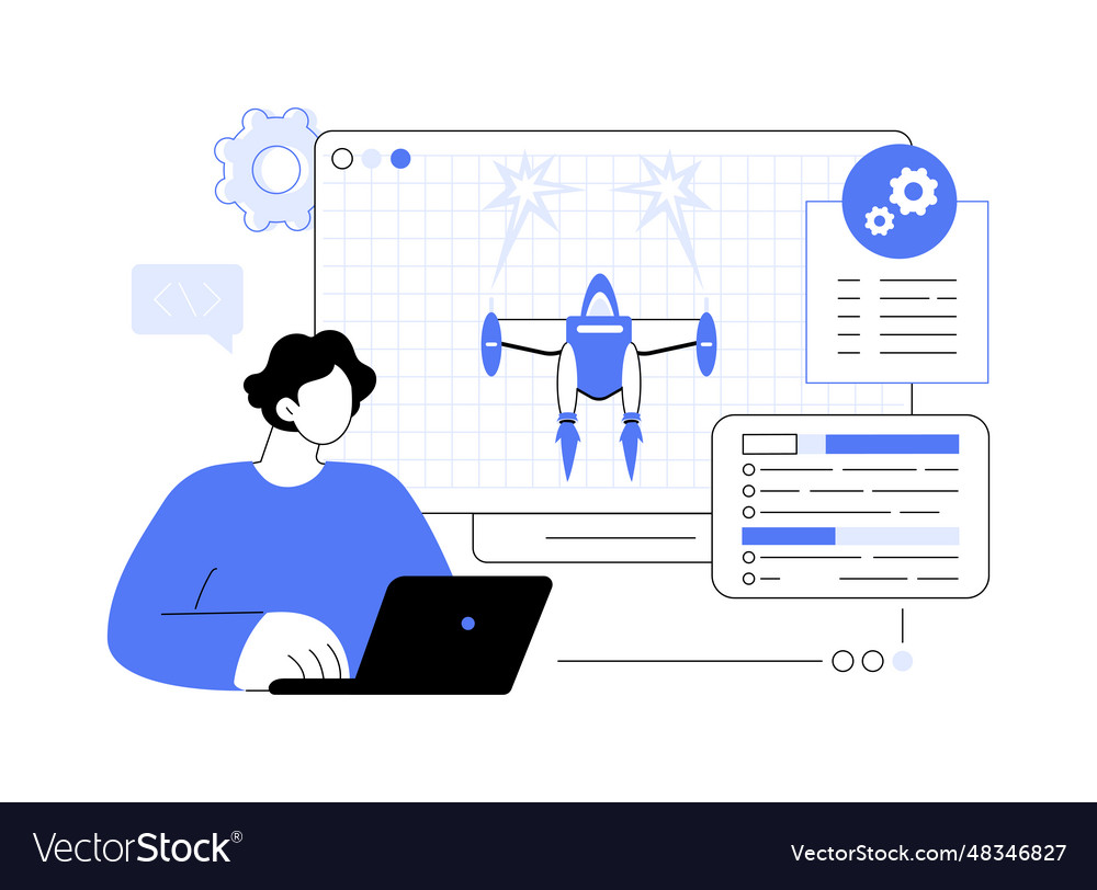 Video game design software abstract concept Vector Image