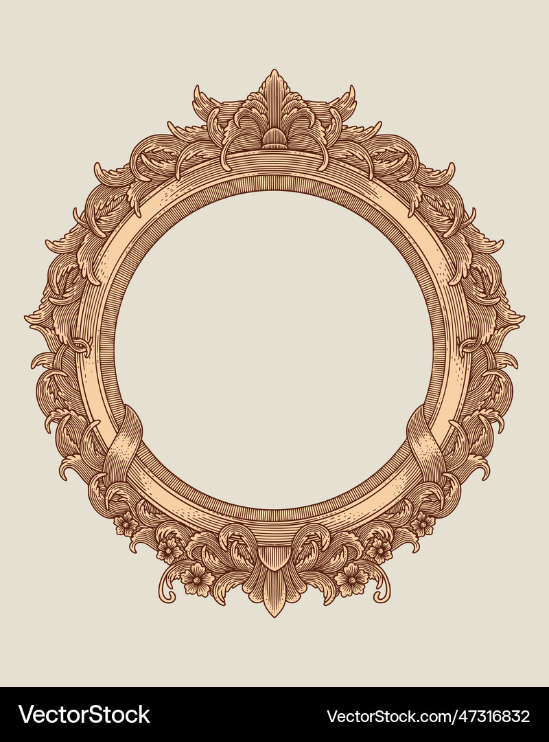 Antique gold frame engraving Royalty Free Vector Image