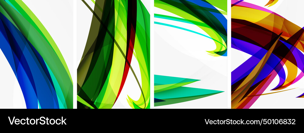 Colorful wave lines poster set for wallpaper Vector Image