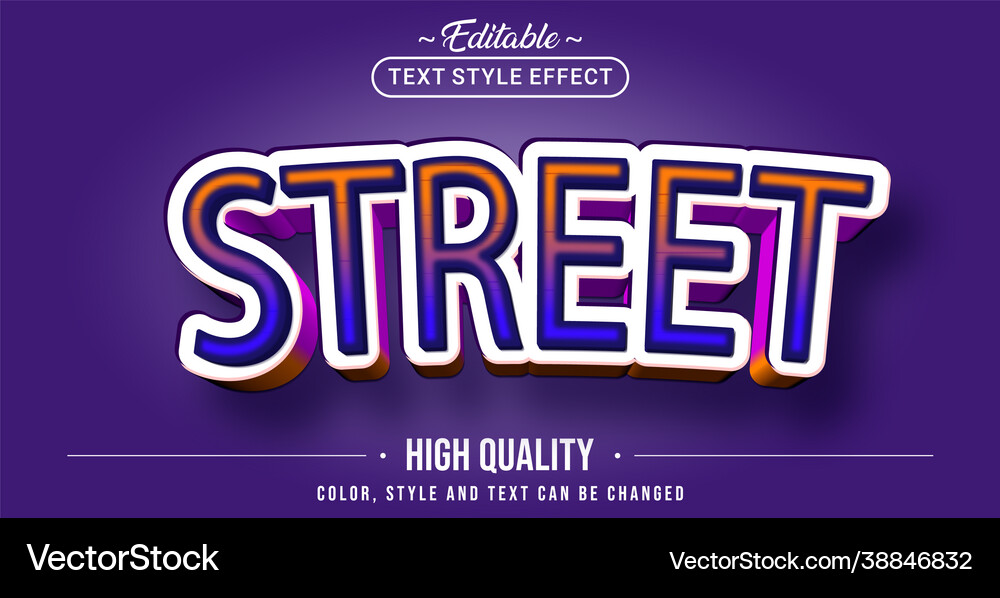 Editable text style effect - street Royalty Free Vector