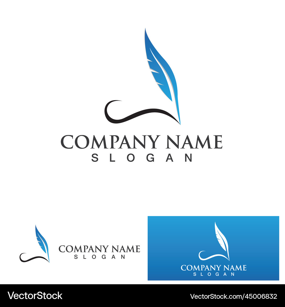 Feather pen sign logo and symbol Royalty Free Vector Image