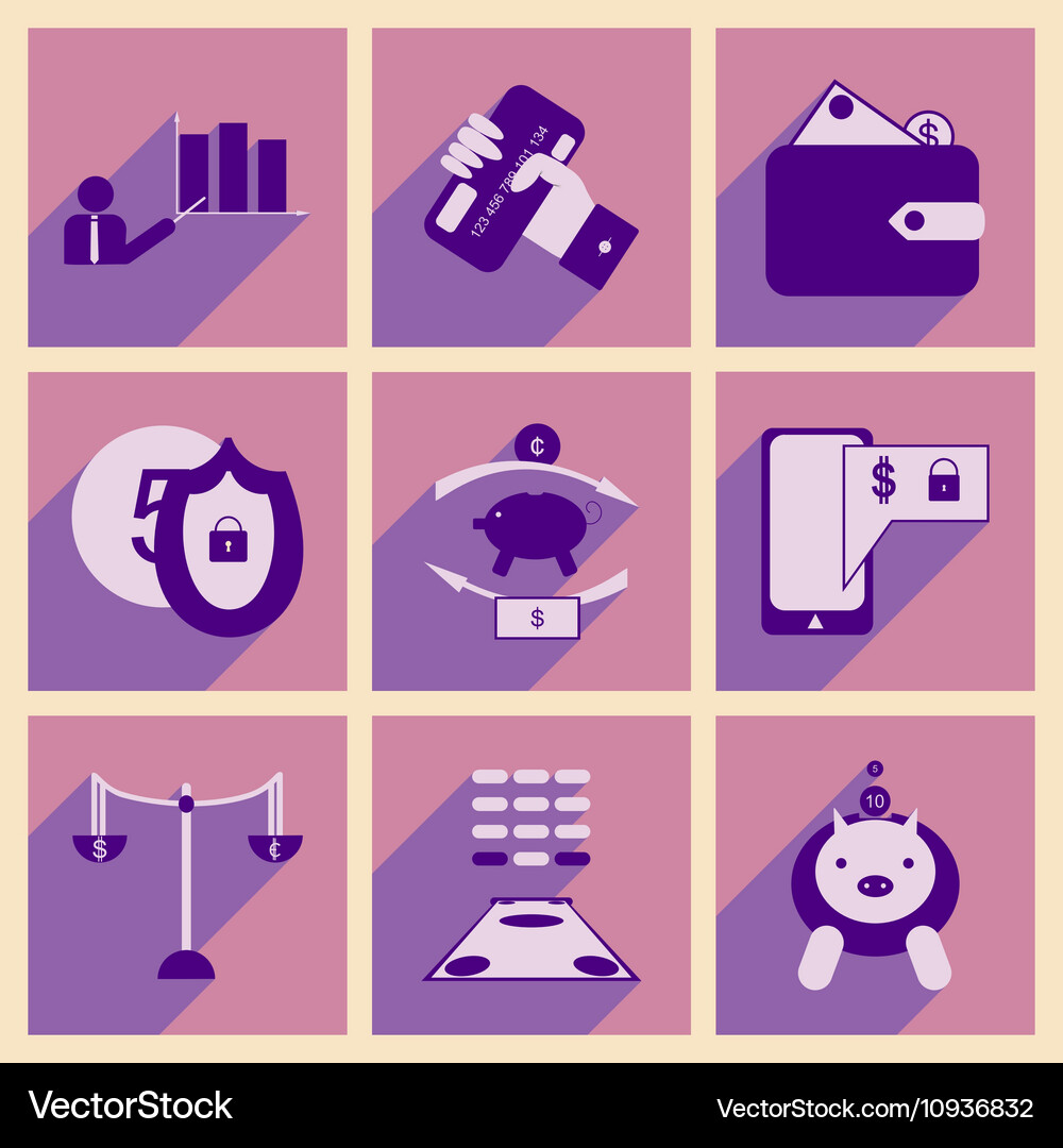 Flat with shadow concept stylish business icons Vector Image