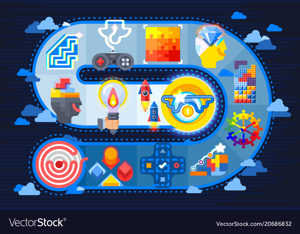 Gamification motivation techniques flat Royalty Free Vector