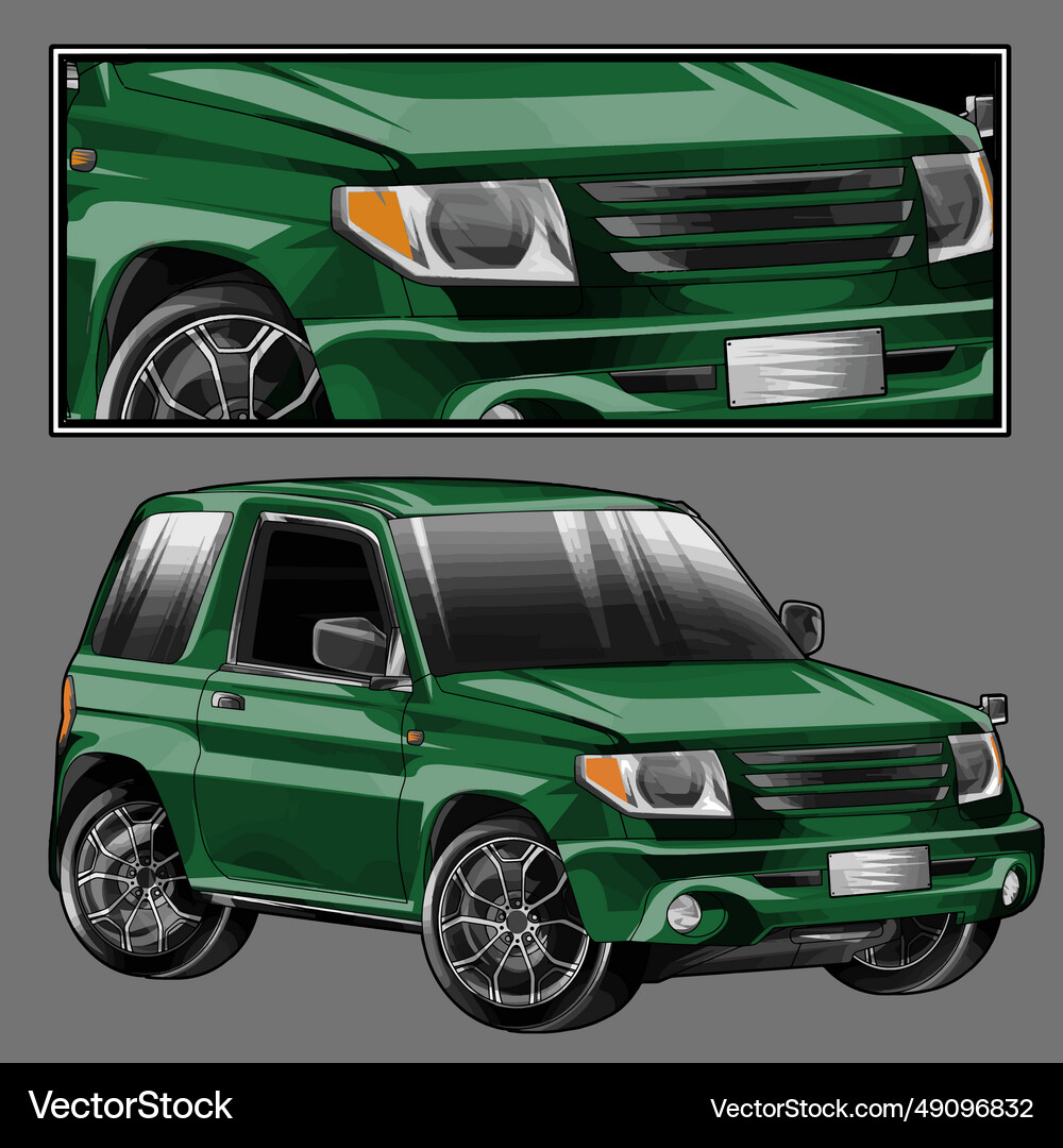 Green drag racing car with black strip Royalty Free Vector