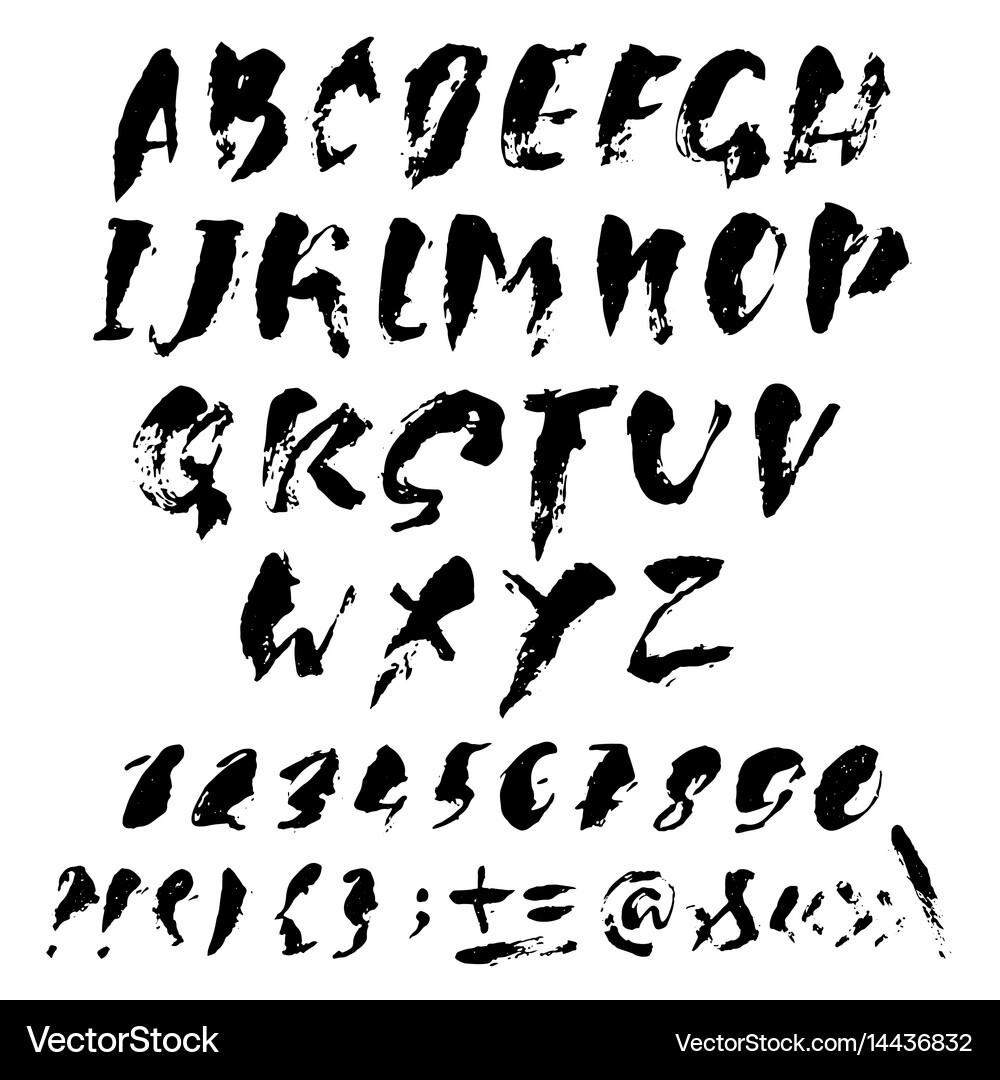 Hand drawn dry brush font modern lettering Vector Image