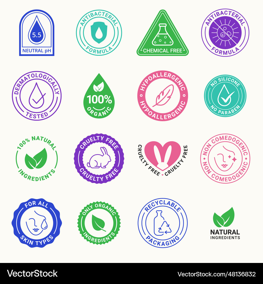 Labels set for skin care products Royalty Free Vector Image