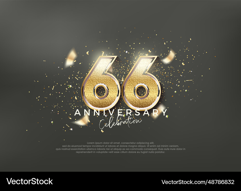 Luxurious and elegant number 66th premium design Vector Image
