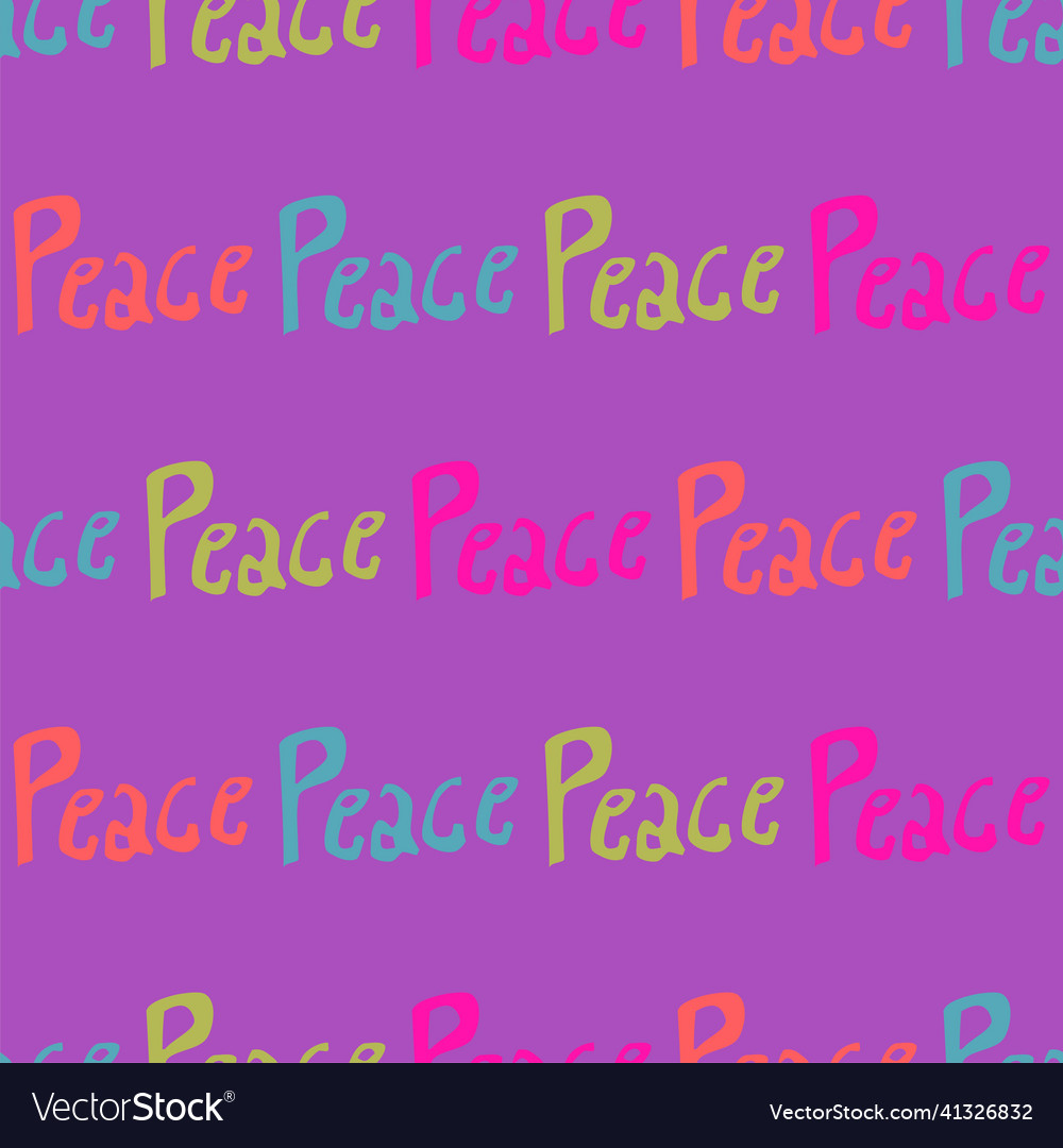 Peace text repeat pattern in cute multicolor Vector Image