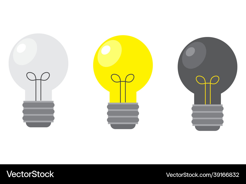 Simple color light bulb set lamp emblem energy Vector Image