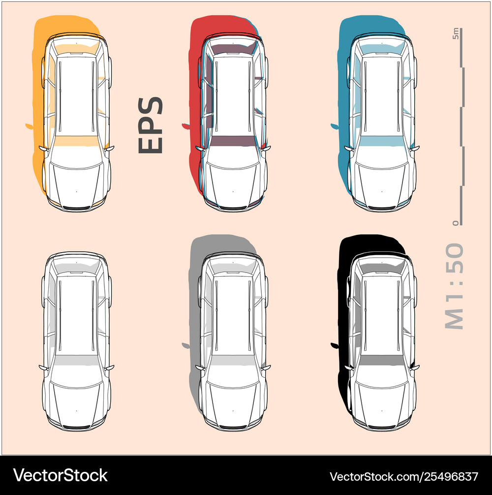 Car icons set for architectural drawing and Vector Image