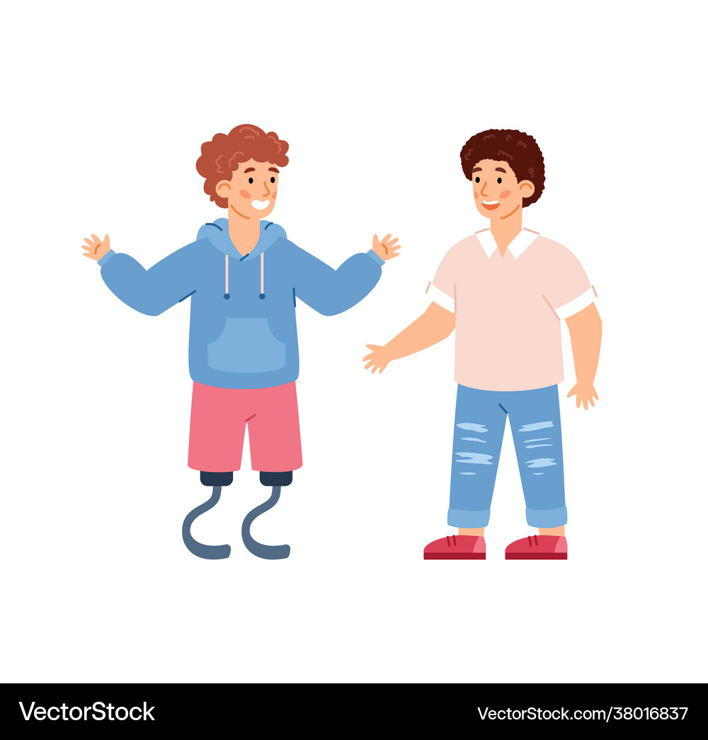 Disabled boy with prosthetic and healthy child Vector Image